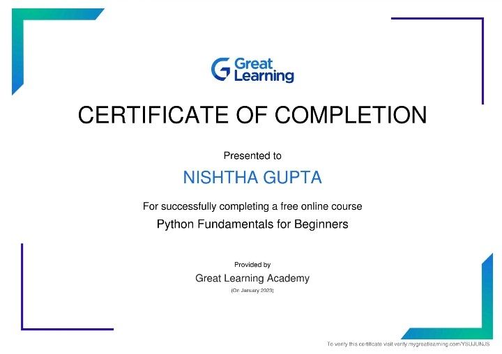 Nishtha Gupta on LinkedIn: #python #greatlearning Nishtha Gupta on LinkedIn: #python #greatlearning