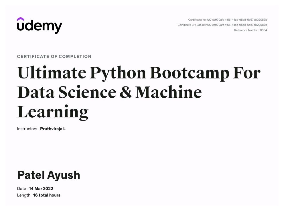 Ayush Patel on LinkedIn: #python #datascience #udemy Ayush Patel on LinkedIn: #python #datascience #udemy