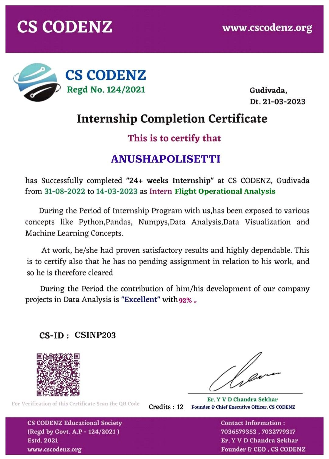ANUSHA POLISETTI on LinkedIn: #cscodenz #data #internship #thankyou # ... ANUSHA POLISETTI on LinkedIn: #cscodenz #data #internship #thankyou # ...
