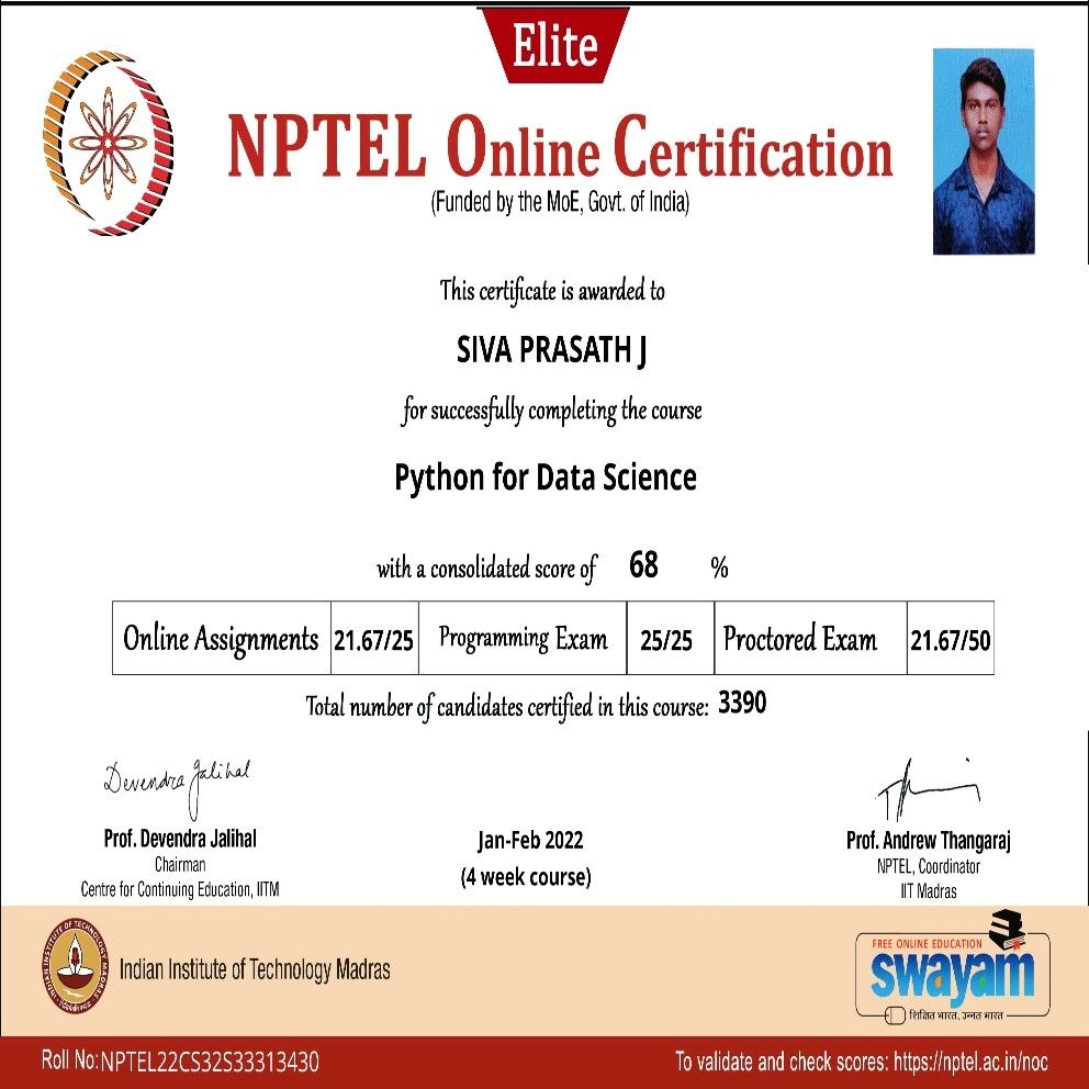 Shiva Prasath on LinkedIn: #datascience #iitmadras #python #nptel Shiva Prasath on LinkedIn: #datascience #iitmadras #python #nptel