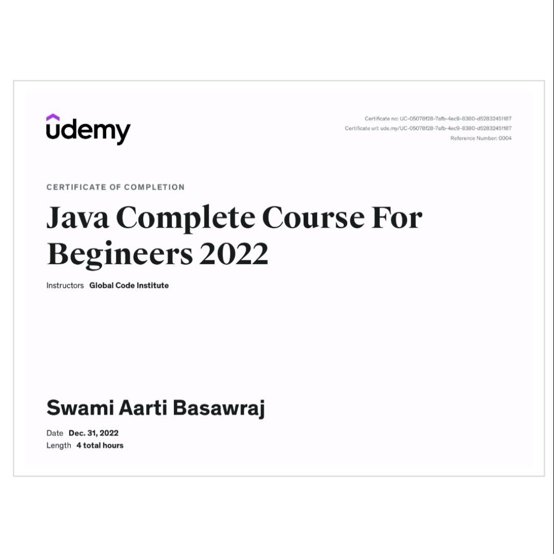 AARTI SWAMI on LinkedIn: #udemy #java AARTI SWAMI on LinkedIn: #udemy #java