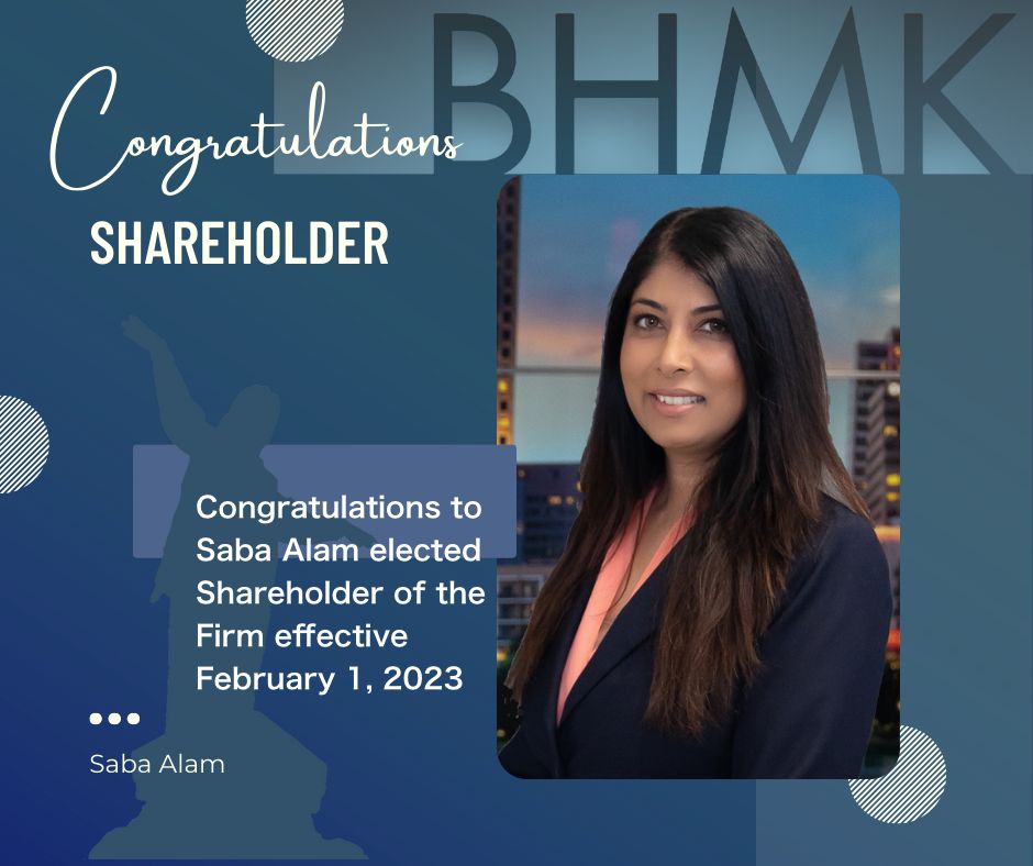 Saba Alam on LinkedIn: Honored to be elected a Shareholder at BHMK ... Saba Alam on LinkedIn: Honored to be elected a Shareholder at BHMK ...