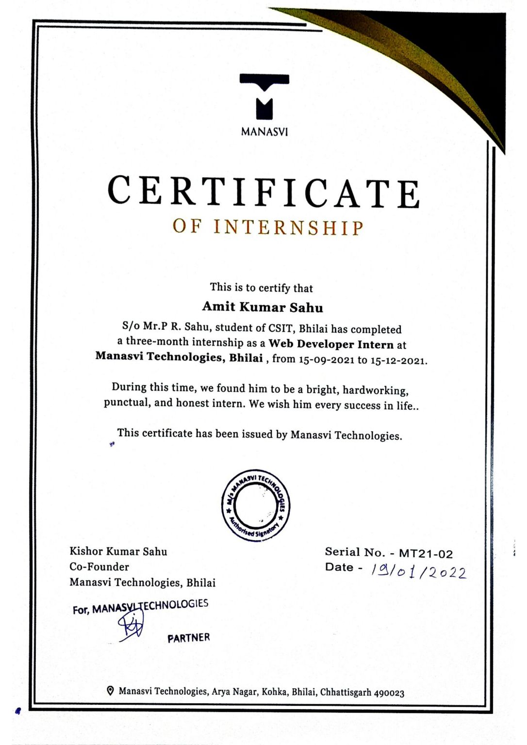Amit Kumar Sahu on LinkedIn: #internship Amit Kumar Sahu on LinkedIn: #internship