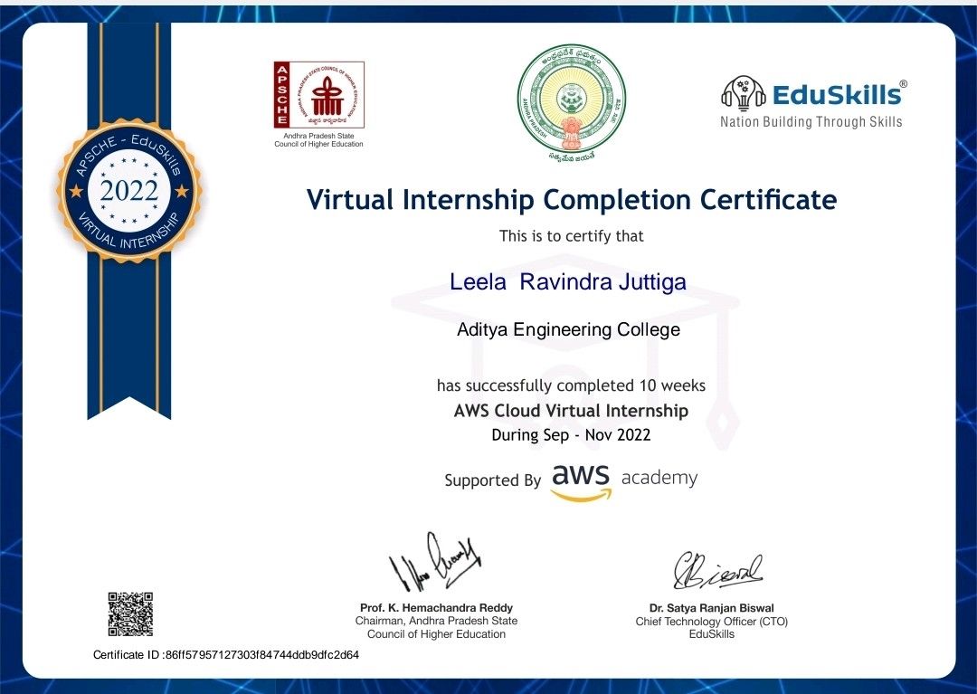 Juttiga LeelaRavindra on LinkedIn: #aicteinternship #aicte #eduskills # ... Juttiga LeelaRavindra on LinkedIn: #aicteinternship #aicte #eduskills # ...