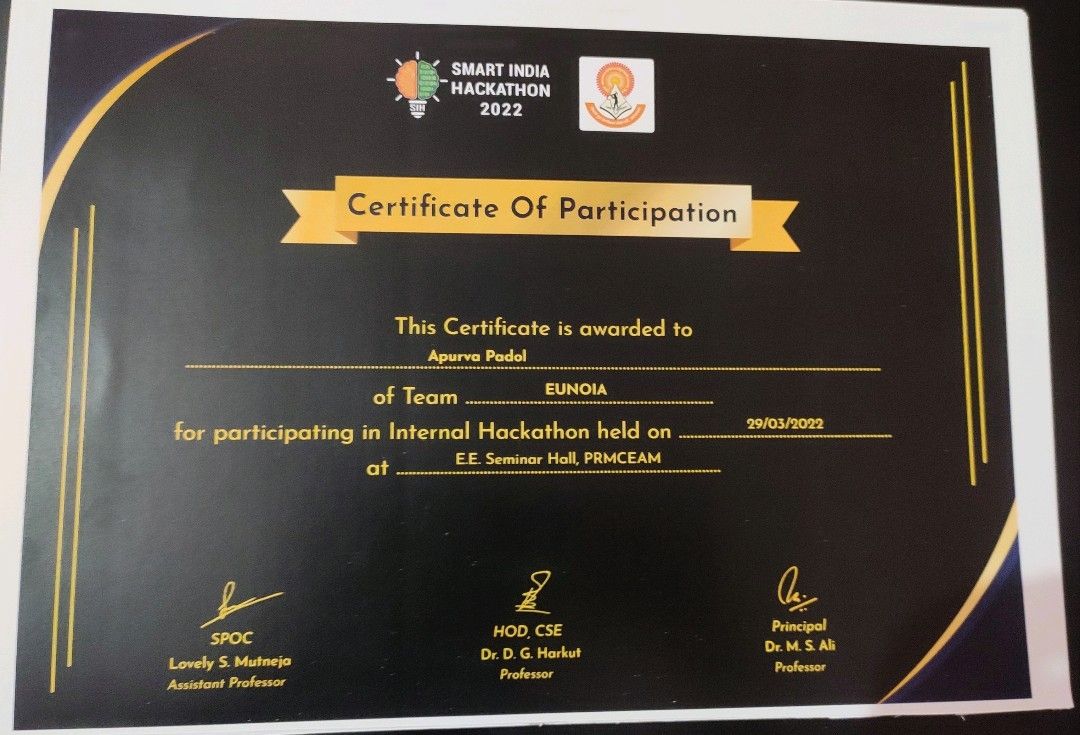 Apurva Padol on LinkedIn: #smartindiahackathon2022 Apurva Padol on LinkedIn: #smartindiahackathon2022