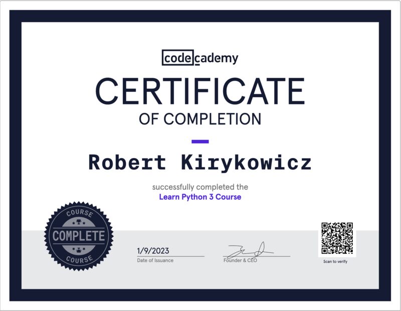 Robert Kirykowicz on LinkedIn: I’m happy to share that I’ve obtained a ... Robert Kirykowicz on LinkedIn: I’m happy to share that I’ve obtained a ...