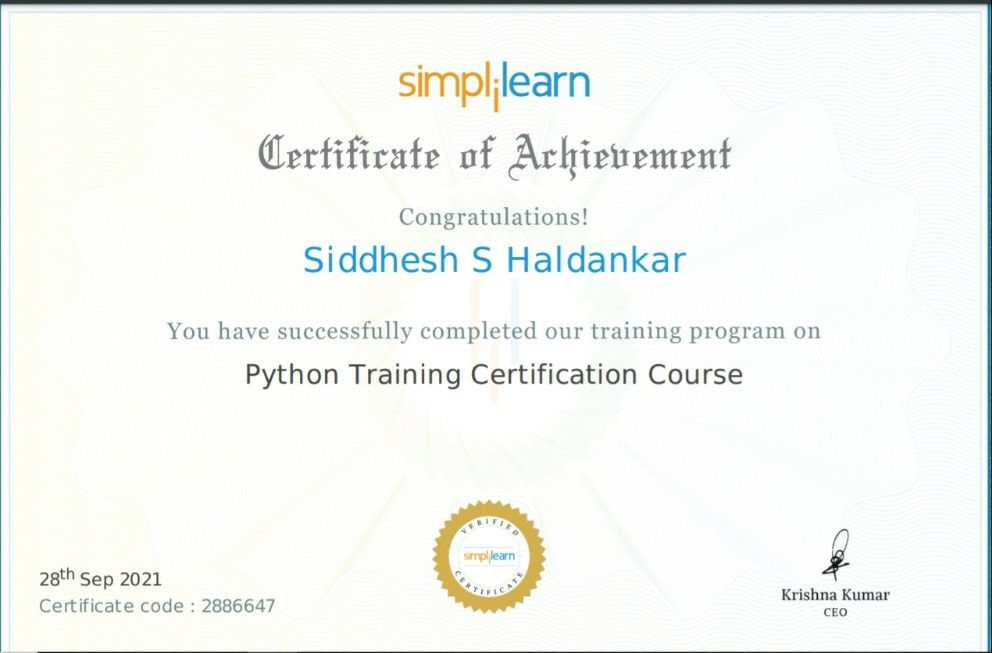 Siddhesh Haldankar on LinkedIn: One more certification Added... Siddhesh Haldankar on LinkedIn: One more certification Added...