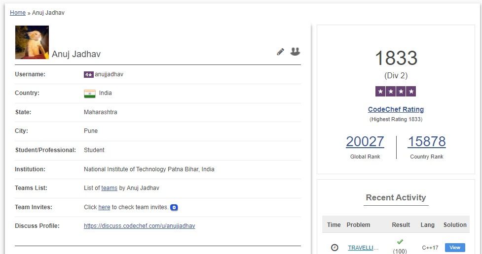 #codechef #competitiveprogramming #codechef | Anuj Jadhav | 19 comments #codechef #competitiveprogramming #codechef | Anuj Jadhav | 19 comments