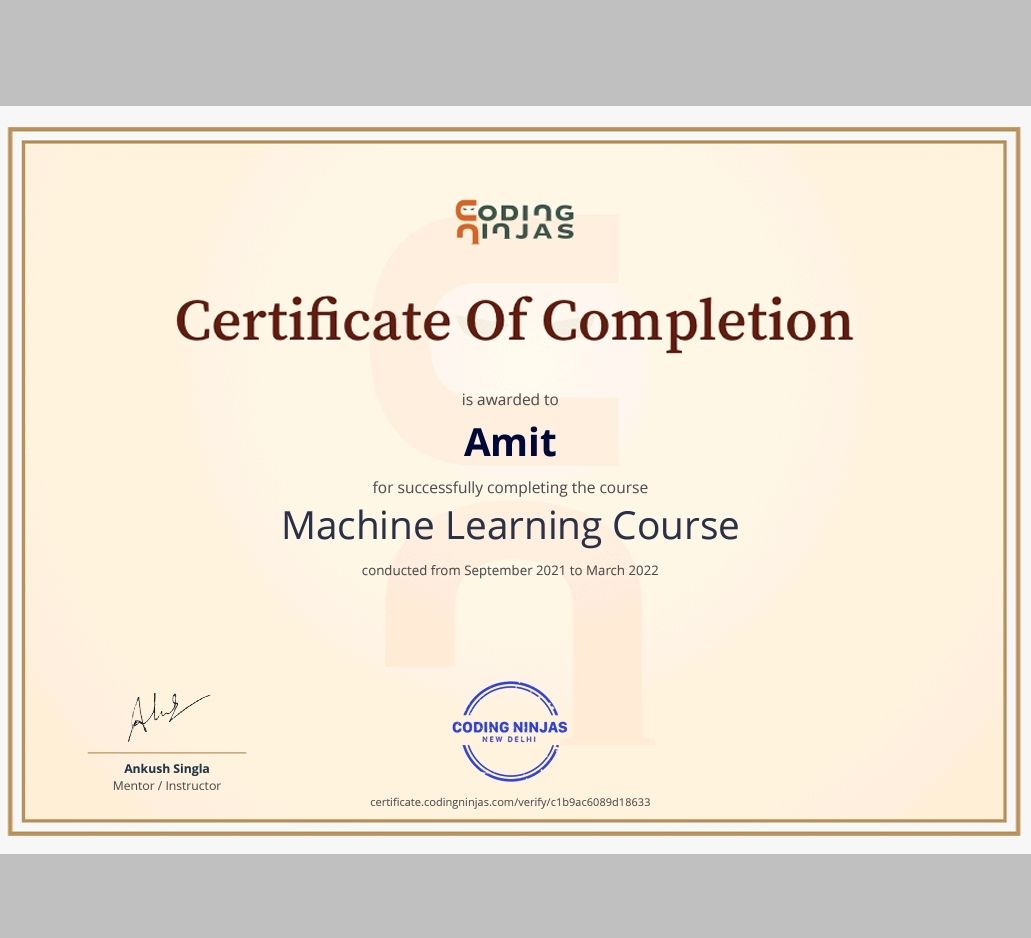 Amit Gavel on LinkedIn: #machinelearning #coding #codingninjas #placements Amit Gavel on LinkedIn: #machinelearning #coding #codingninjas #placements