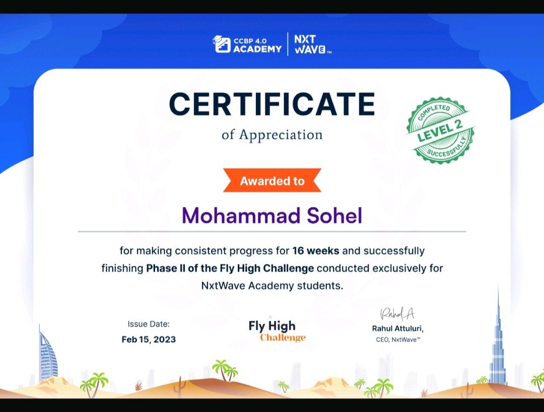 Mohammed Sohel on LinkedIn: #ccbp #nxtwave #rahulattuluri #tech #level ... Mohammed Sohel on LinkedIn: #ccbp #nxtwave #rahulattuluri #tech #level ...