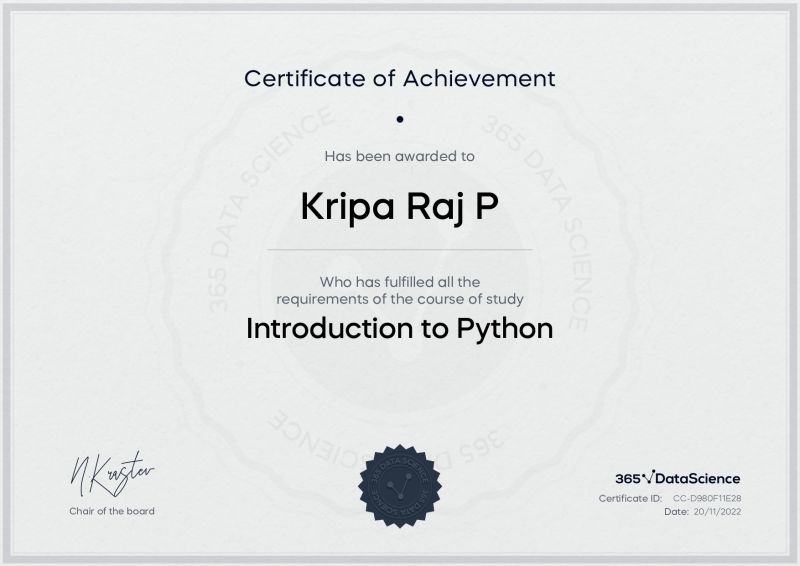 Kripa Raj on LinkedIn: #python #datascience Kripa Raj on LinkedIn: #python #datascience