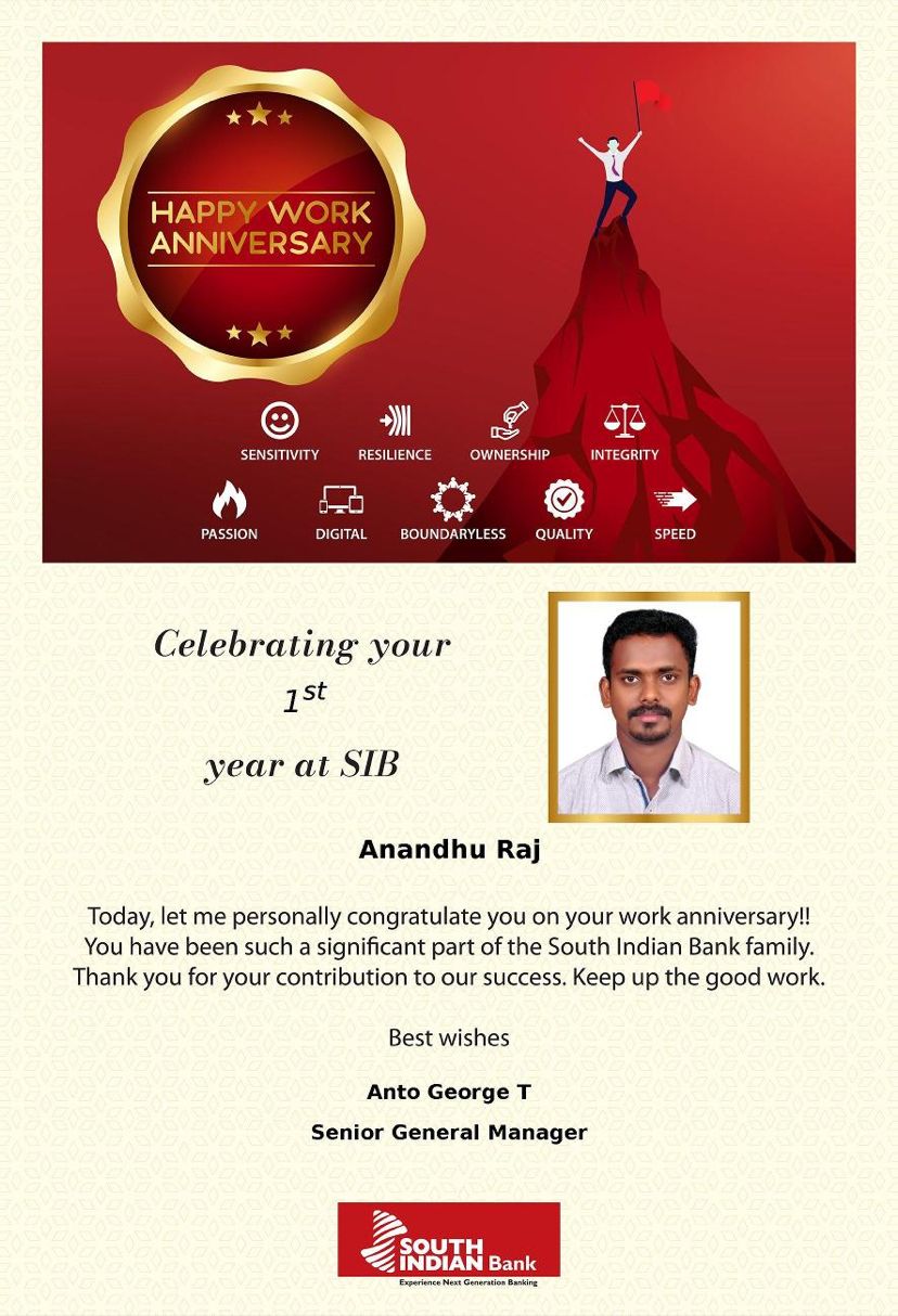 Anandhu Raj on LinkedIn: 1st Work Anniversary Anandhu Raj on LinkedIn: 1st Work Anniversary