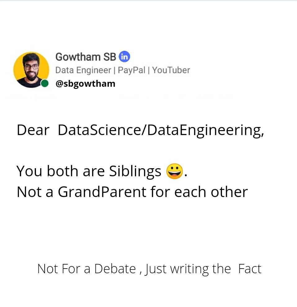 Gowtham SB on LinkedIn: #datascience #dataengineering #bigdata Gowtham SB on LinkedIn: #datascience #dataengineering #bigdata