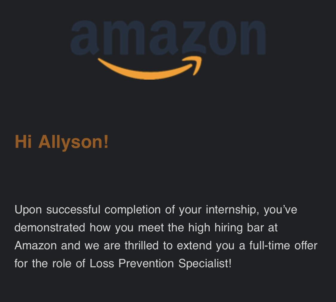 Allyson Campbell, APP, CAPM, MS on LinkedIn: #amazonintern #amazonian # ... Allyson Campbell, APP, CAPM, MS on LinkedIn: #amazonintern #amazonian # ...