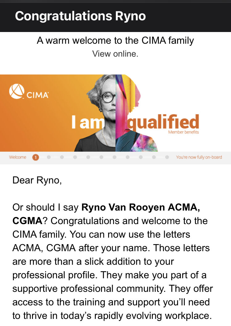 Ryno Van Rooyen on LinkedIn: CIMA Qualified. Done and Dusted. The end ... Ryno Van Rooyen on LinkedIn: CIMA Qualified. Done and Dusted. The end ...