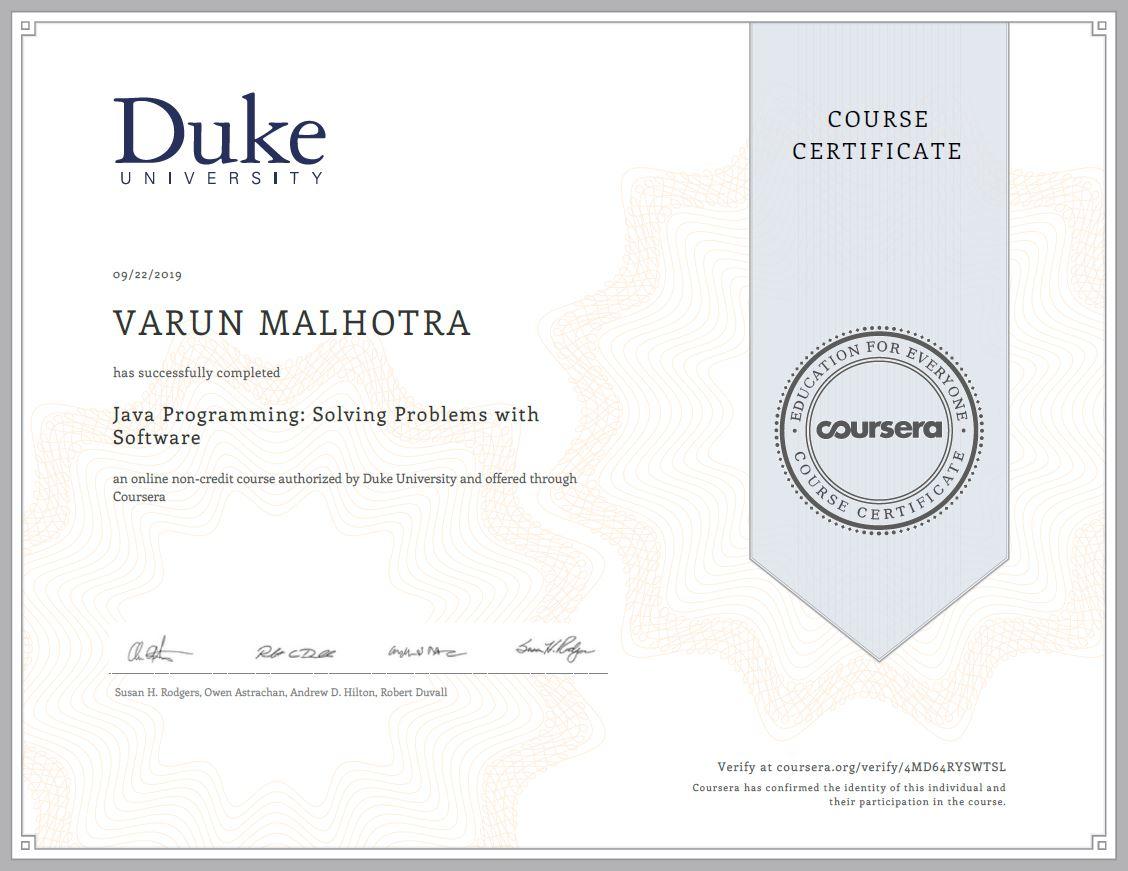 Duke University's Java Programming: Solving Problems with Software ... Duke University's Java Programming: Solving Problems with Software ...