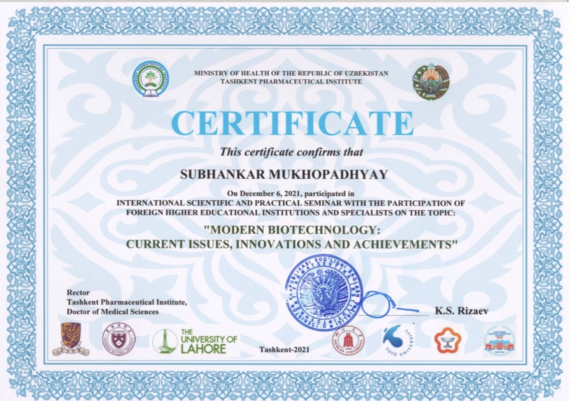 Dr Subhankar Mukhopadhyay on LinkedIn: #tashkentpharmaceuticalinstitute ... Dr Subhankar Mukhopadhyay on LinkedIn: #tashkentpharmaceuticalinstitute ...