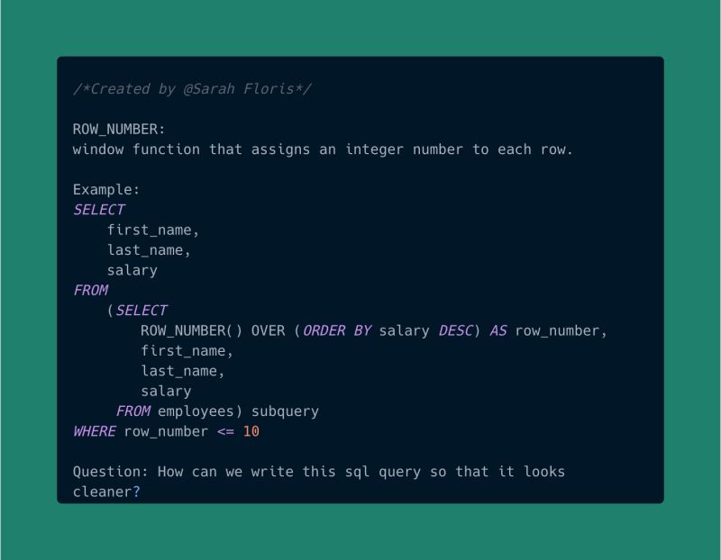 Learning SQL on LinkedIn: #sql #sqlqueries #cleancode Learning SQL on LinkedIn: #sql #sqlqueries #cleancode