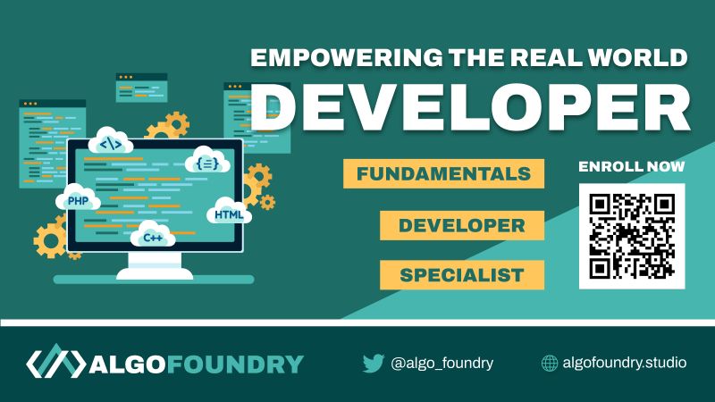 Algo Foundry cultivates Algorand certified specialists and developers ... Algo Foundry cultivates Algorand certified specialists and developers ...