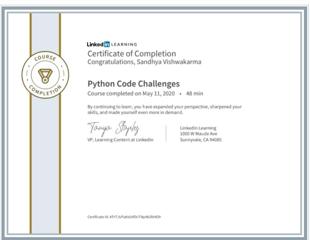 Sandhya Vishwakarma on LinkedIn: #python #pythonprogramming #challenges ... Sandhya Vishwakarma on LinkedIn: #python #pythonprogramming #challenges ...
