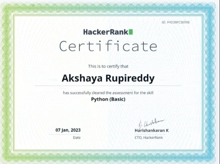 Akshaya Rupireddy on LinkedIn: #hackerrank #python Akshaya Rupireddy on LinkedIn: #hackerrank #python