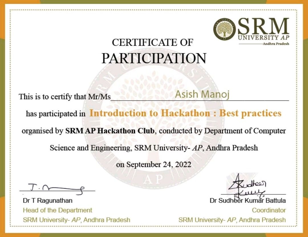 Asish Manoj Reddy Padala on LinkedIn: #hackathon Asish Manoj Reddy Padala on LinkedIn: #hackathon