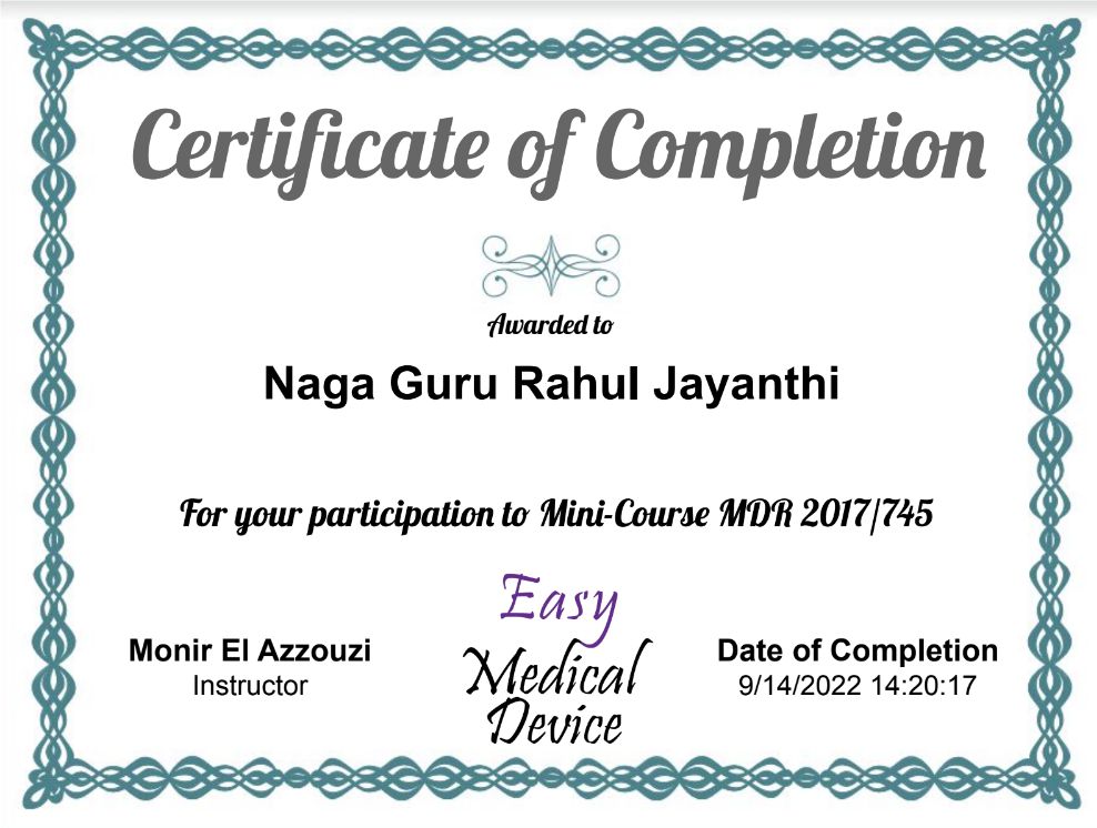 Naga Guru Rahul Jayanthi on LinkedIn: #medicaldevice #medtech #cemarking Naga Guru Rahul Jayanthi on LinkedIn: #medicaldevice #medtech #cemarking