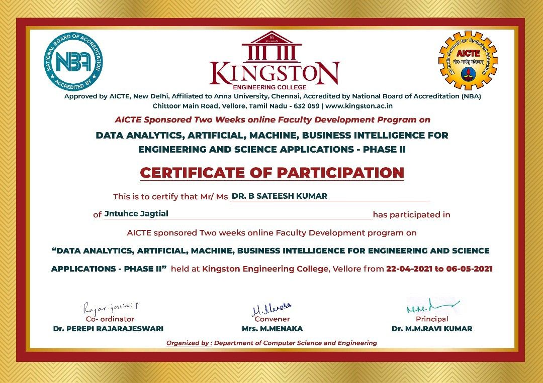 Dr. B. Sateesh Kumar posted on LinkedIn Dr. B. Sateesh Kumar posted on LinkedIn