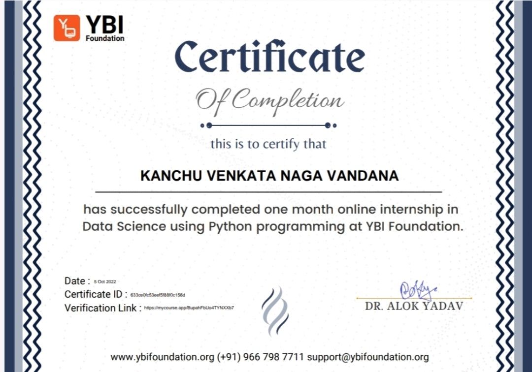 KANCHU VENKATA NAGA VANDANA on LinkedIn: #ybi #datascience #python # ... KANCHU VENKATA NAGA VANDANA on LinkedIn: #ybi #datascience #python # ...