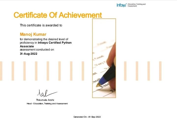 Manoj Kumar on LinkedIn: #certifications #pythonprogramming # ... Manoj Kumar on LinkedIn: #certifications #pythonprogramming # ...