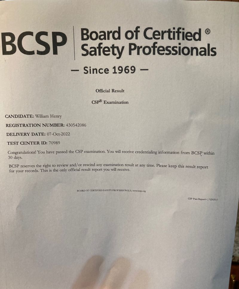 Will Henry, CSP, CHST on LinkedIn: Excited to achieve the CSP ... Will Henry, CSP, CHST on LinkedIn: Excited to achieve the CSP ...