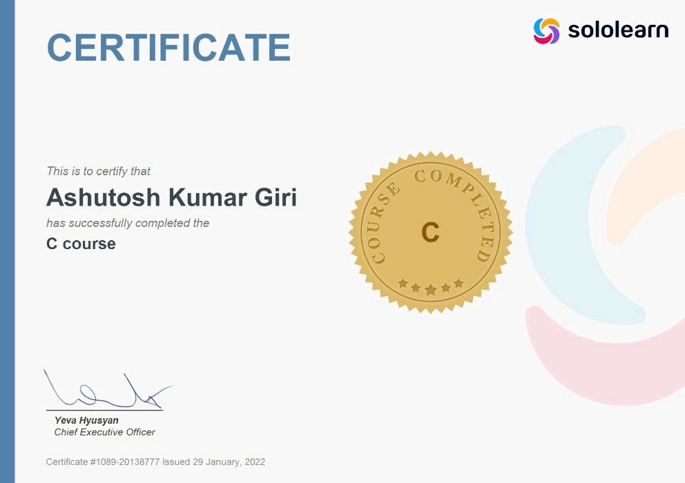 Ashutosh Kumar Giri on LinkedIn: #c #sololearn Ashutosh Kumar Giri on LinkedIn: #c #sololearn