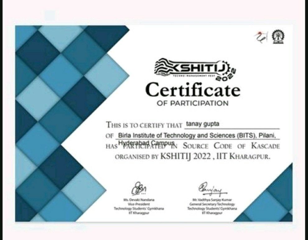 Tanay Gupta on LinkedIn: #kshitij #iitkgp #ktj2022 Tanay Gupta on LinkedIn: #kshitij #iitkgp #ktj2022