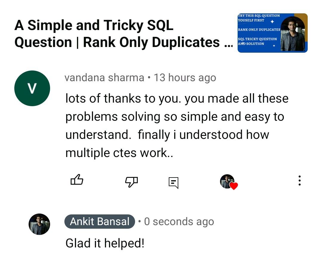 Ankit Bansal on LinkedIn: #sql #cte #dataanalysis #databases #chatgpt ... Ankit Bansal on LinkedIn: #sql #cte #dataanalysis #databases #chatgpt ...