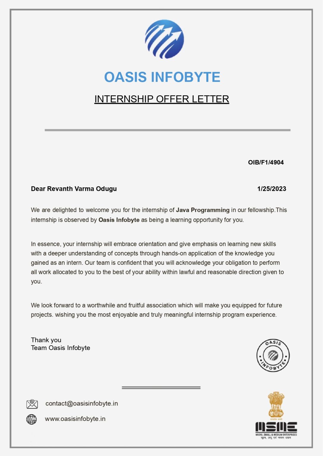 Revanth Varma Odugu on LinkedIn: #oasisinfobyte #javadevelopment # ... Revanth Varma Odugu on LinkedIn: #oasisinfobyte #javadevelopment # ...