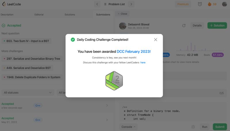 Debasmit Biswal on LinkedIn: #consistency #leetcode #potd #february2023 Debasmit Biswal on LinkedIn: #consistency #leetcode #potd #february2023