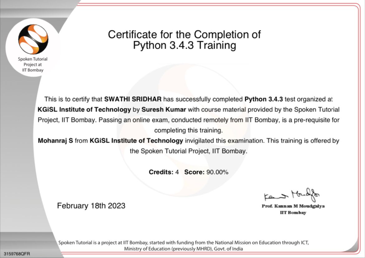 swathi sridhar on LinkedIn: #python #python #pythonlearning #iitbombay ... swathi sridhar on LinkedIn: #python #python #pythonlearning #iitbombay ...
