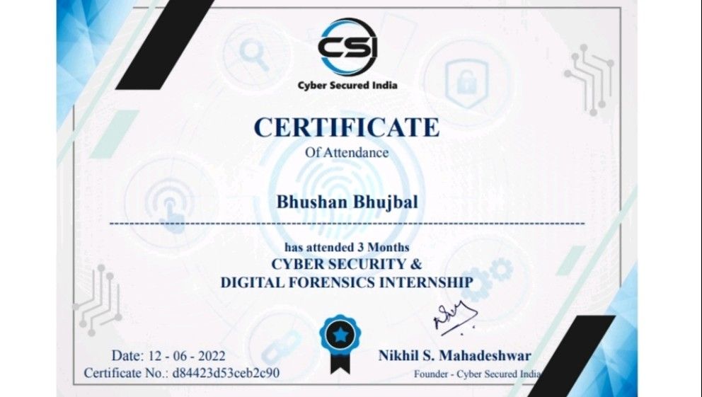 Bhushan Bhujbal on LinkedIn: #cyber #internship #thankyou #digital #india Bhushan Bhujbal on LinkedIn: #cyber #internship #thankyou #digital #india
