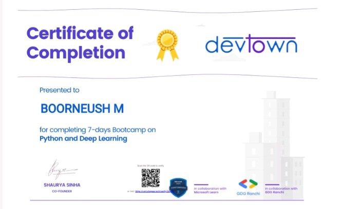 Boorneush M on LinkedIn: #devtown #pythonprogramming #deeplearning Boorneush M on LinkedIn: #devtown #pythonprogramming #deeplearning