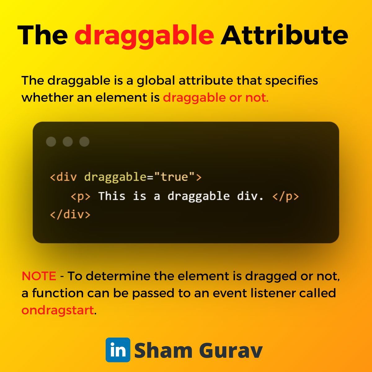 Daily Frontend - 160 ( HTML Tip ⚡ ) | Sham Gurav Daily Frontend - 160 ( HTML Tip ⚡ ) | Sham Gurav
