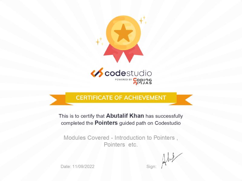 Abutalif Khan on LinkedIn: #codestudio #codingninjas #pointer #cplusplus Abutalif Khan on LinkedIn: #codestudio #codingninjas #pointer #cplusplus