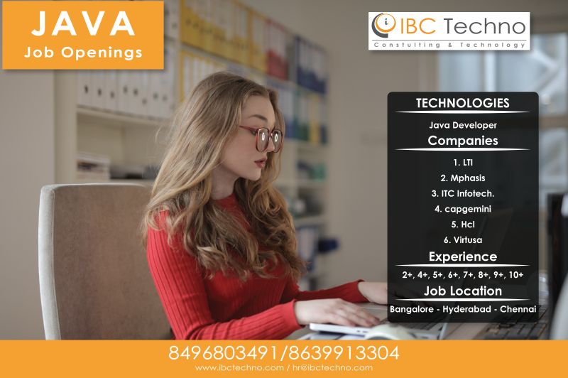 IBC TECHNO CONSULTANCY PVT LTD on LinkedIn: #java #javajobs # ... IBC TECHNO CONSULTANCY PVT LTD on LinkedIn: #java #javajobs # ...