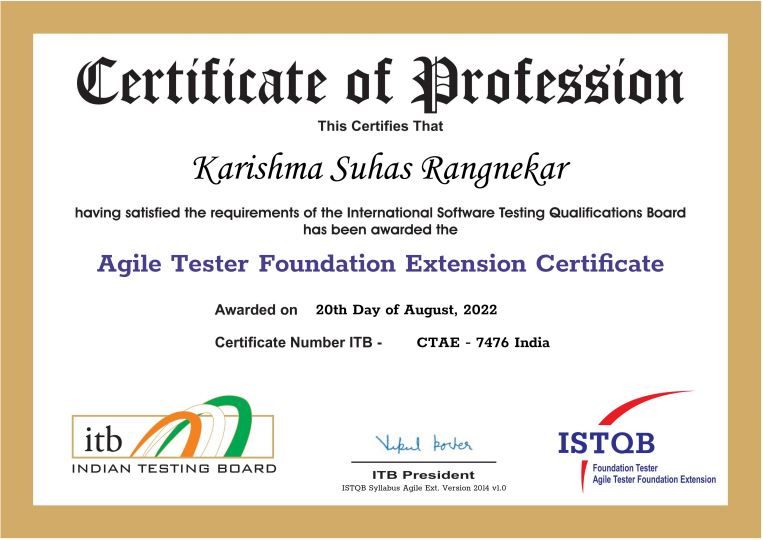 Karishma Rangnekar Rangnekar,ISTQB®,CSM®,CTFL-AT®,A-CSM® on LinkedIn: # ... Karishma Rangnekar Rangnekar,ISTQB®,CSM®,CTFL-AT®,A-CSM® on LinkedIn: # ...