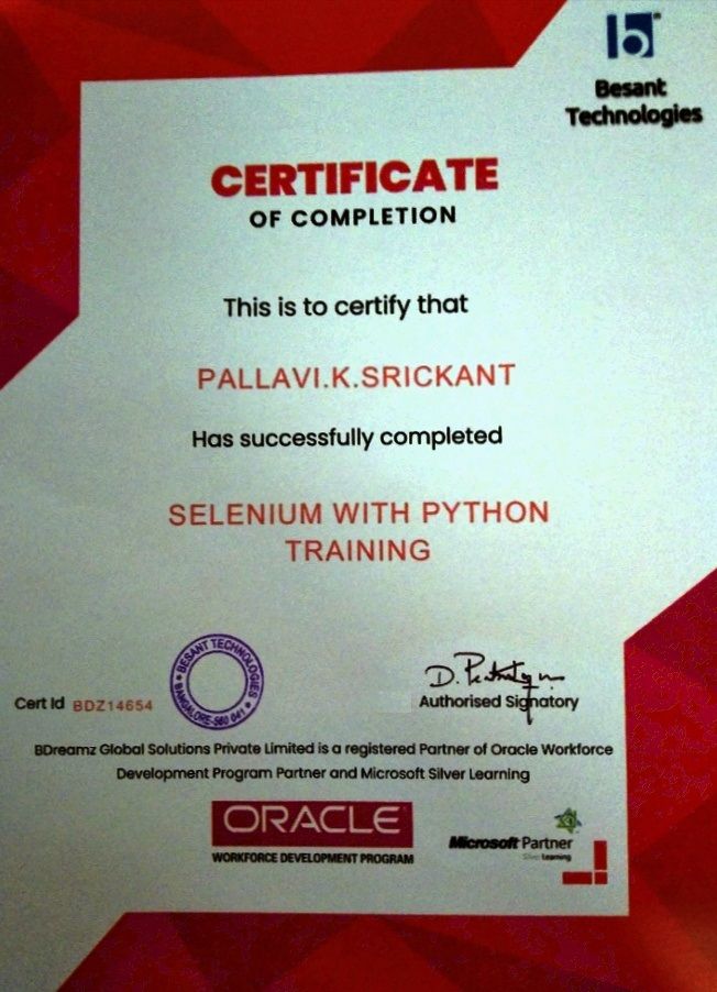 Pallavi K. Rao on LinkedIn: #python #certification Pallavi K. Rao on LinkedIn: #python #certification
