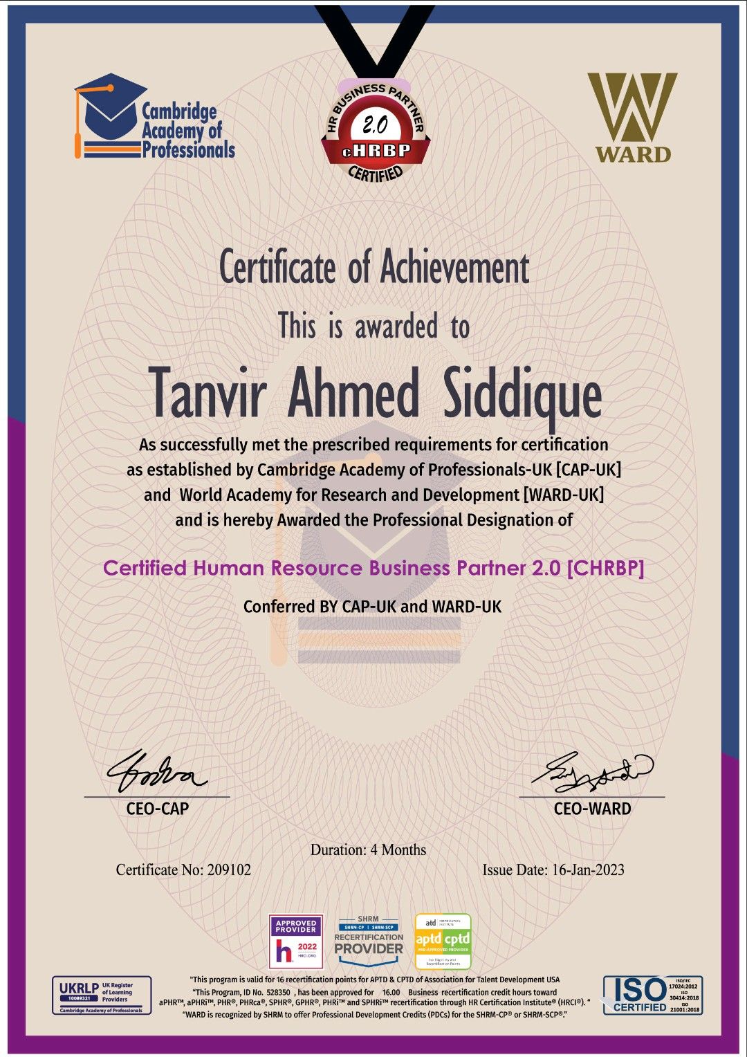 Tanvir Ahmed Siddique on LinkedIn: #cHRBP #WorldacademyUK Tanvir Ahmed Siddique on LinkedIn: #cHRBP #WorldacademyUK