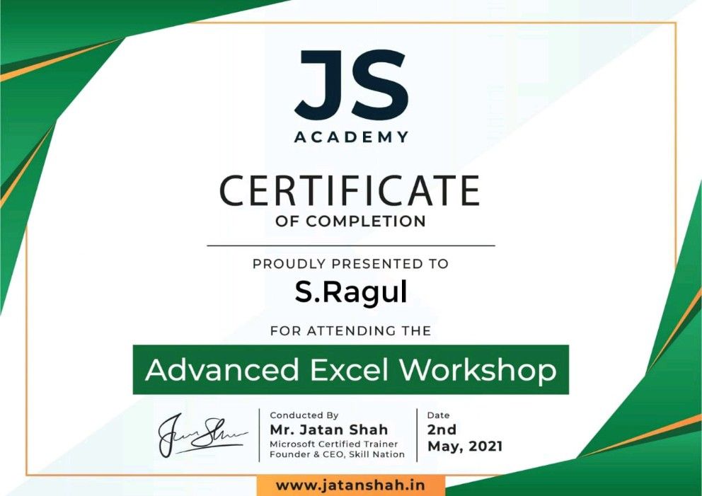 Ragul Siva on LinkedIn: #excel #cse #advancedexcel #workshop # ... Ragul Siva on LinkedIn: #excel #cse #advancedexcel #workshop # ...