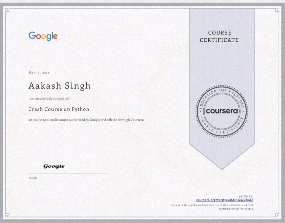 Aakash singh Rajput on LinkedIn: #python #automation #google #coursera Aakash singh Rajput on LinkedIn: #python #automation #google #coursera
