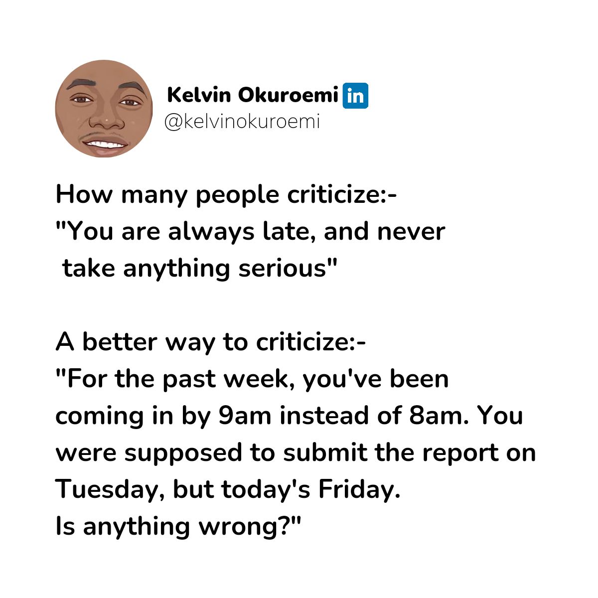 Kelvin Okuroemi on LinkedIn: #people #kaizen #softskills Kelvin Okuroemi on LinkedIn: #people #kaizen #softskills