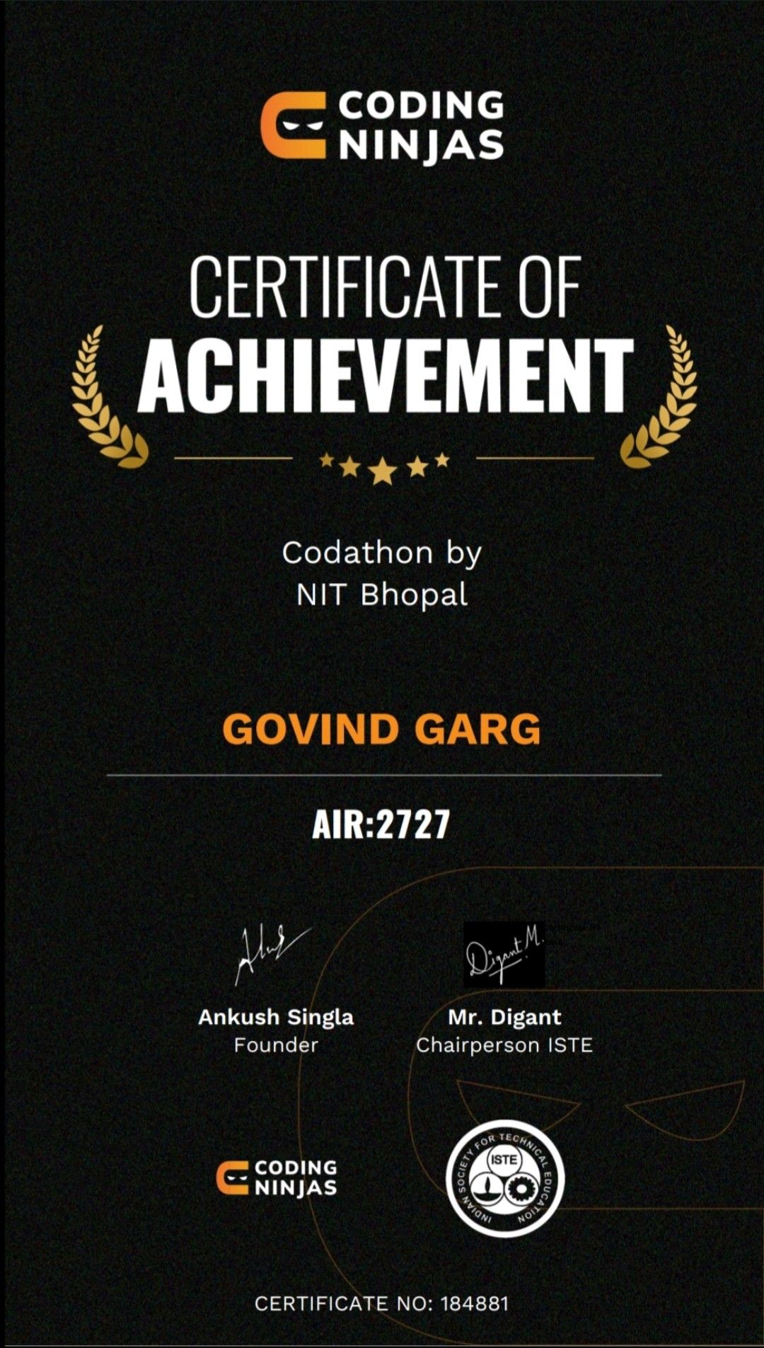 Govind Garg on LinkedIn: #codingninjas Govind Garg on LinkedIn: #codingninjas