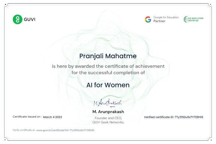 Pranjali Mahatme on LinkedIn: Hello connections! I'm glad to share that ... Pranjali Mahatme on LinkedIn: Hello connections! I'm glad to share that ...